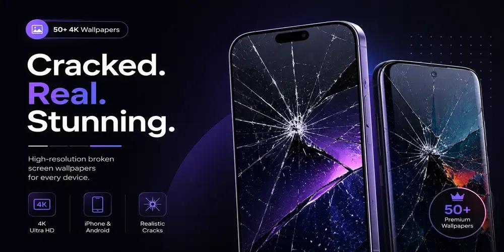 50 Realistic Broken Screen Wallpapers for iPhone & Android (4K HD)